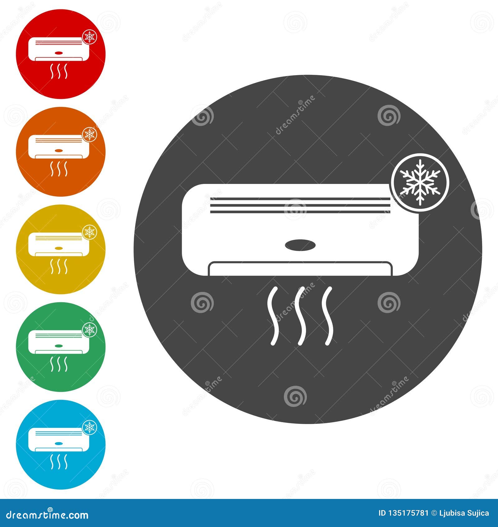 Air Conditioner Sticker Set Stock Vector - Illustration of clean ...