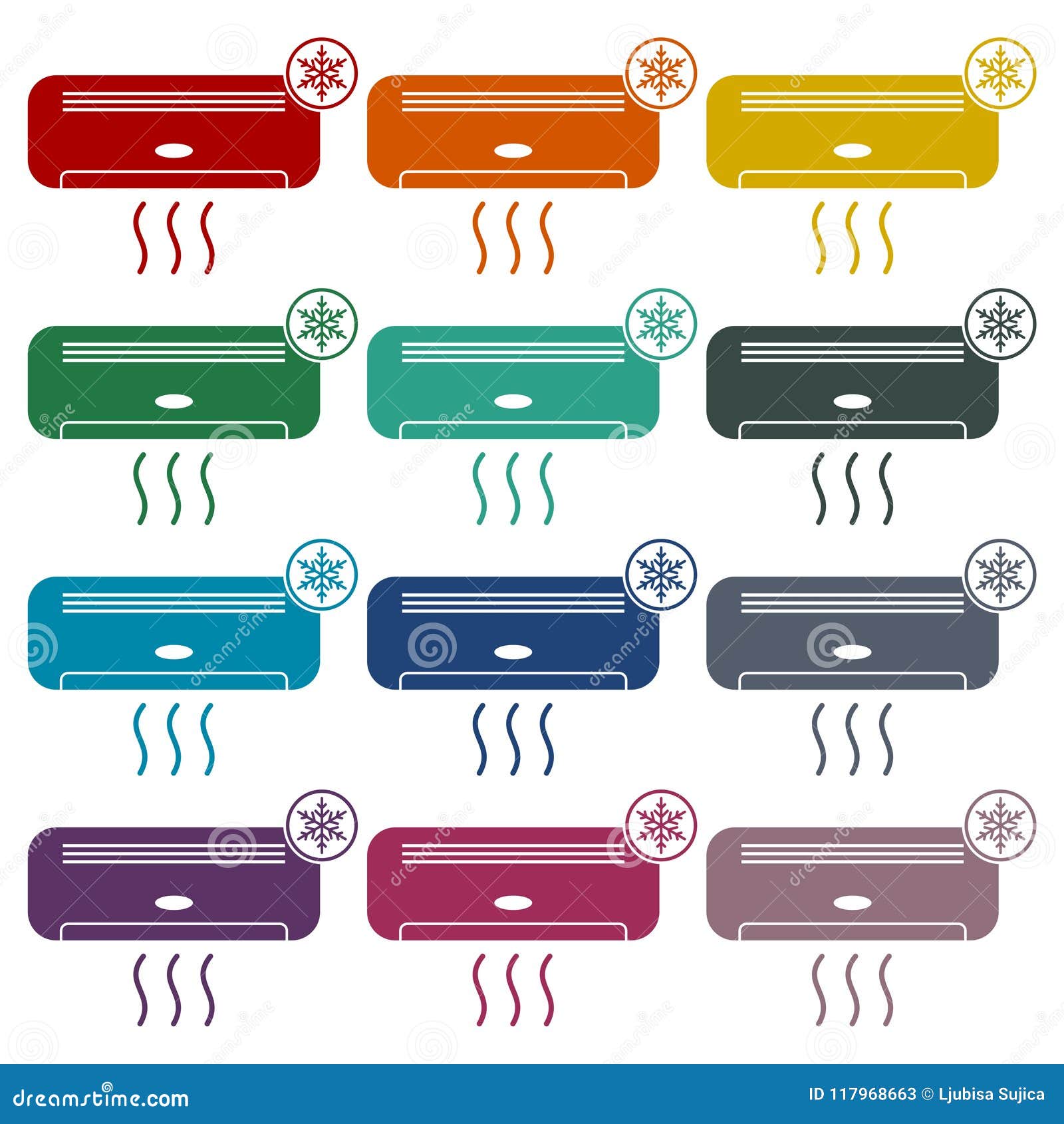 Air Conditioner Sticker Set Stock Vector - Illustration of hang ...