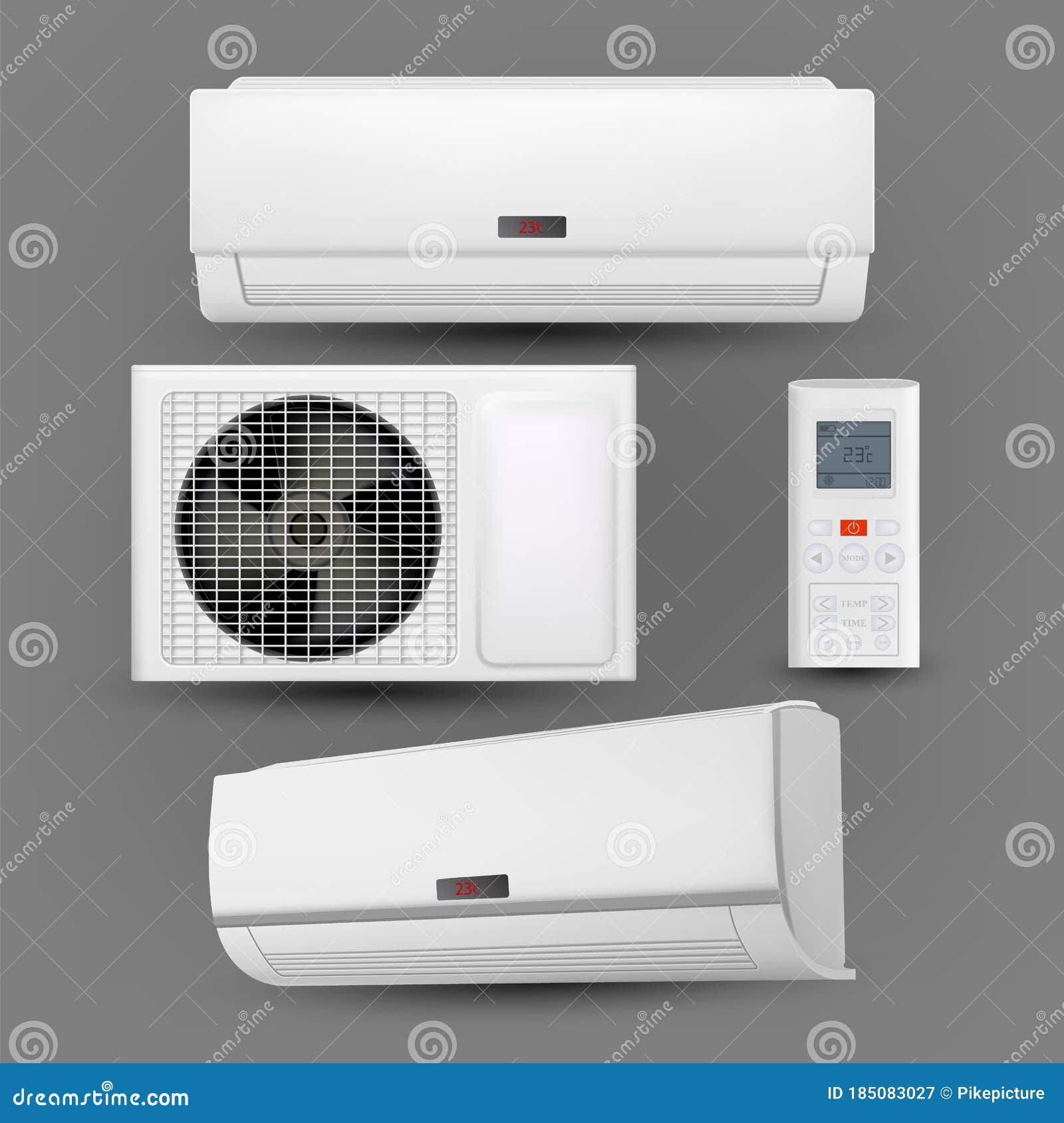 Air Conditioner System with Control Set Vector Stock Vector ...