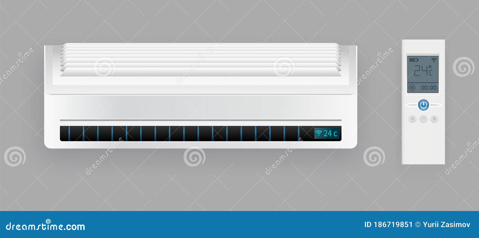 Air Conditioner System with Remote Control Vector. Cooling and Heating ...