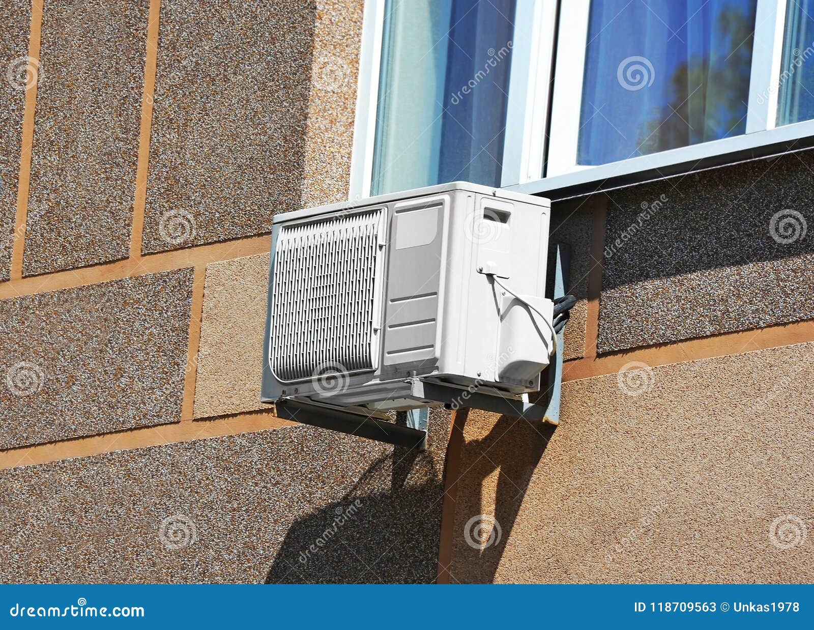 Air Conditioner System on Wall Stock Image - Image of cooler ...