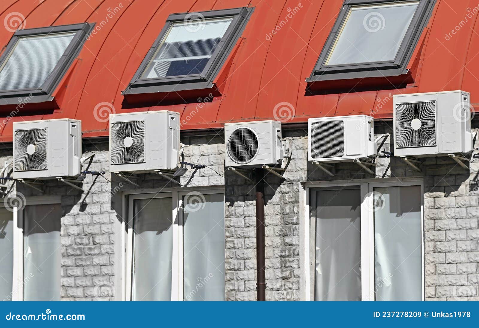 Air Conditioner System on Wall Stock Image - Image of cool, cooler ...
