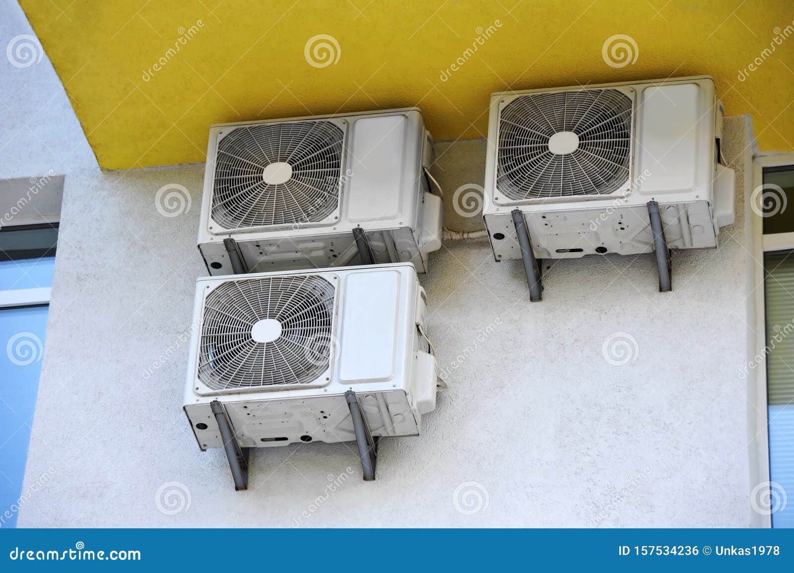 Air Conditioner System on Wall Stock Photo - Image of industry, blower ...