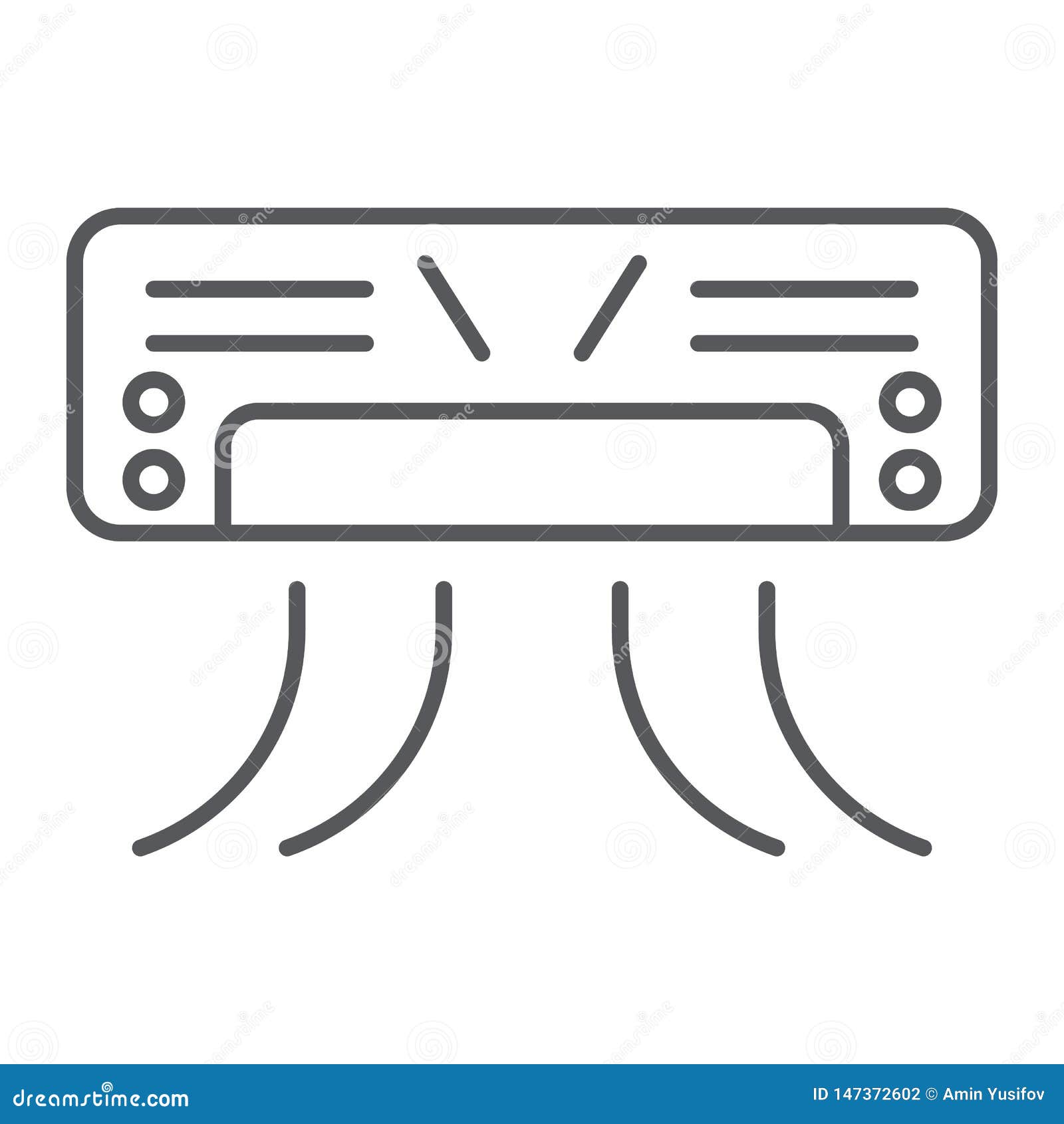 Air Conditioner Thin Line Icon, Appliance and Climate, Cooler Sign ...