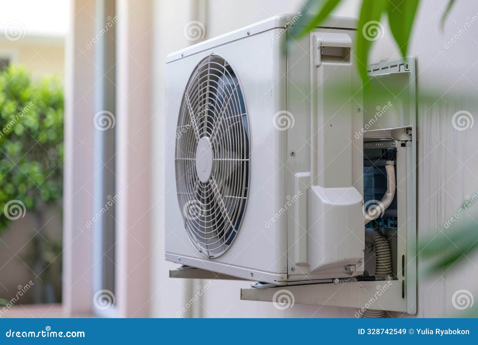 Air Conditioner Unit Compressor Operating Outside Building Stock Image ...