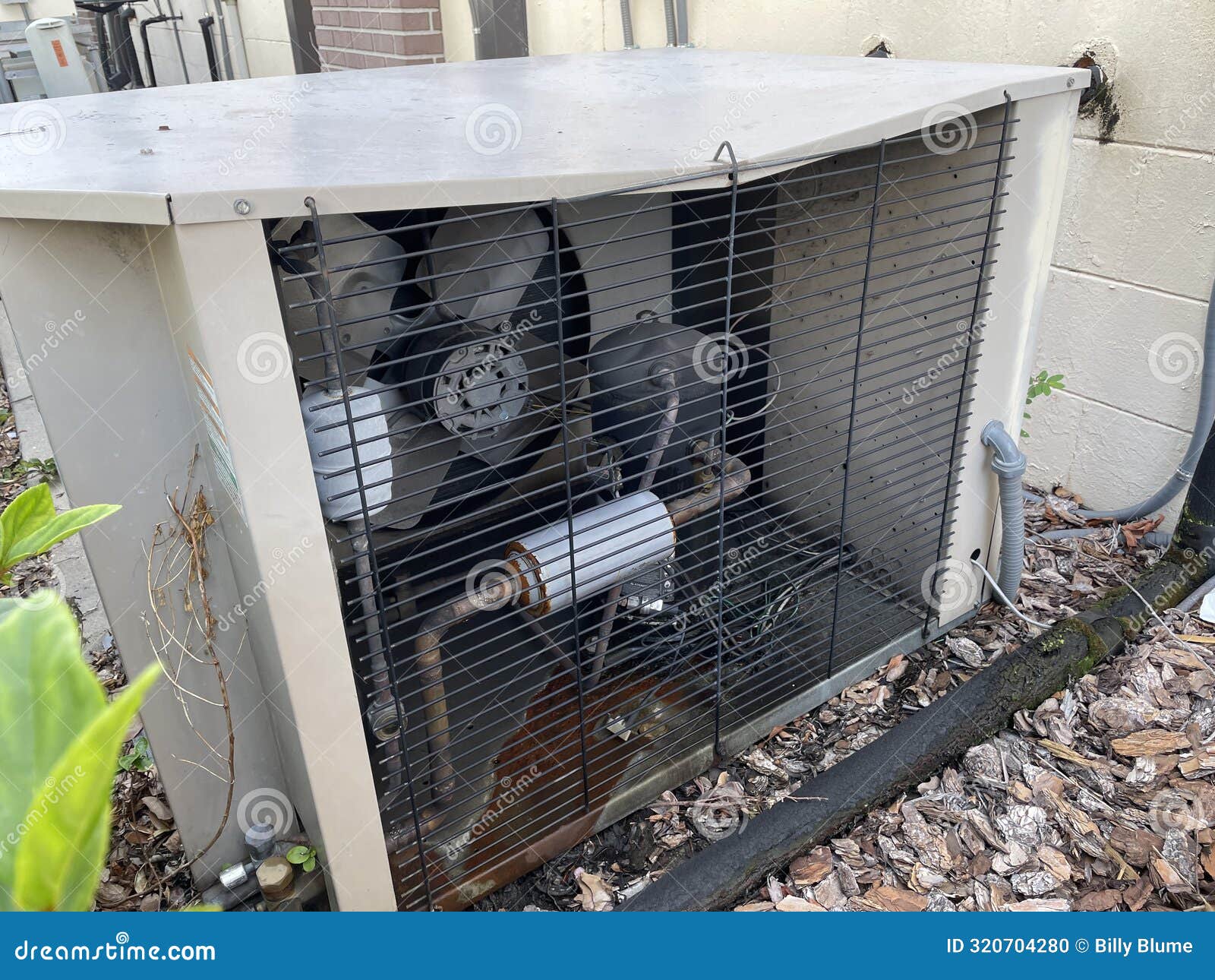 Air Conditioner Unit Exterior Damaged Side Panel Rusted Stock Photo ...