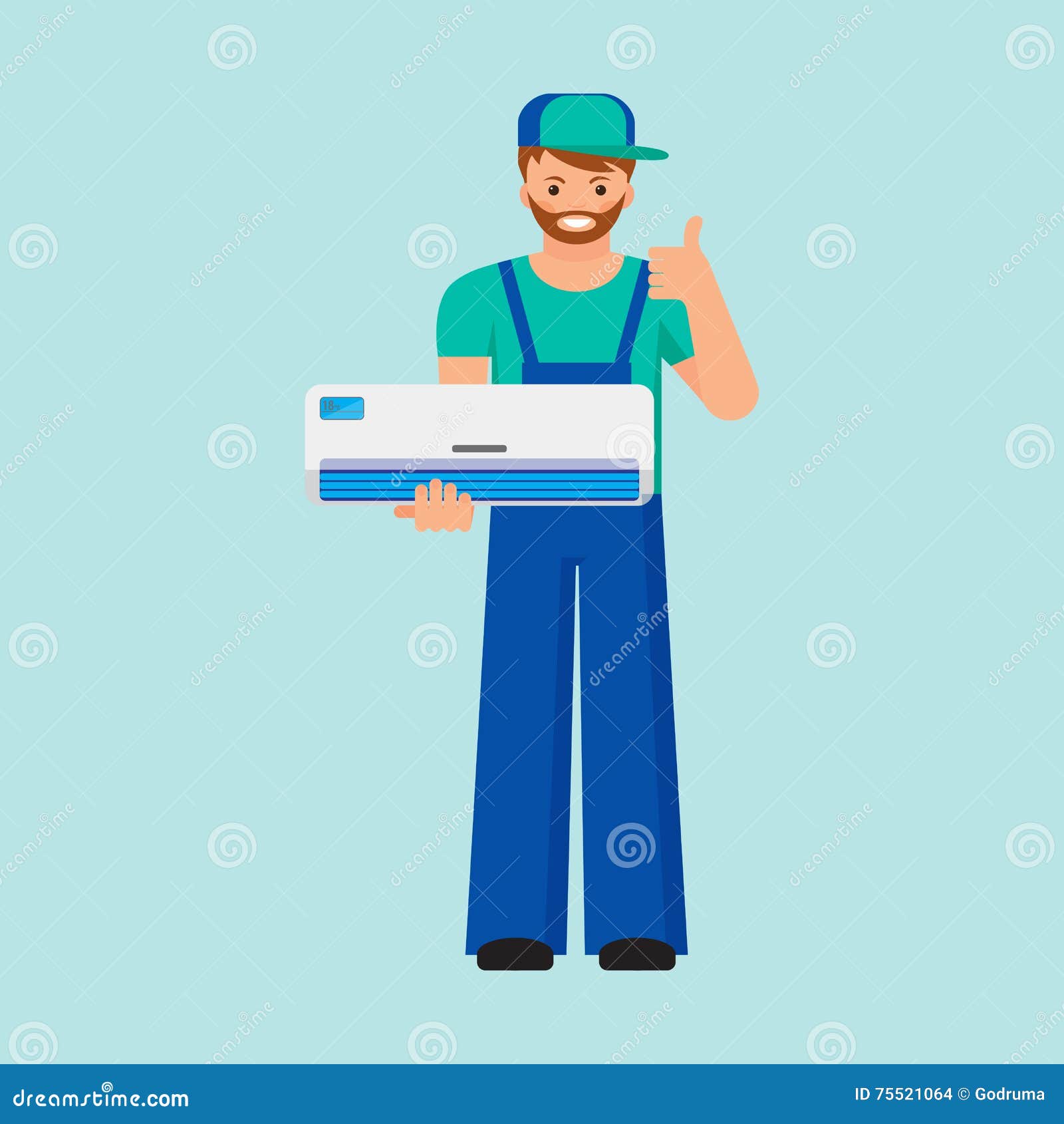 Air Conditioner Unit Repair and Installing Concept Stock Vector ...