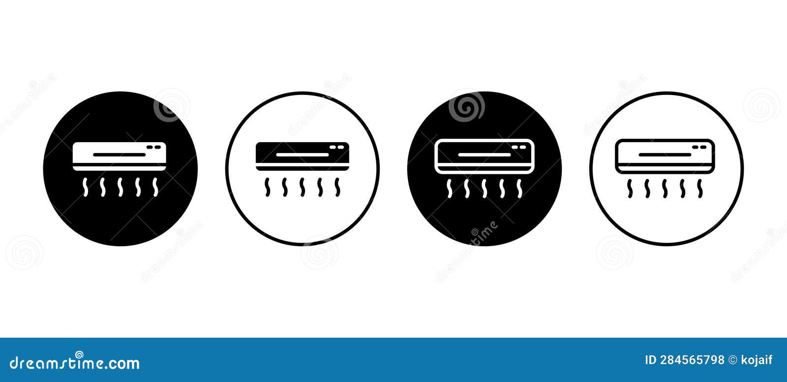 Air Conditioner Vector Icon Set. Heating and Cooling Appliance Symbol ...