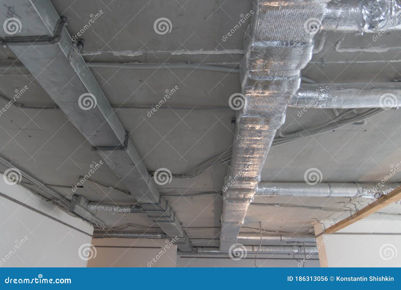 Air Conditioner Ventilation System Under the Ceiling in the New Flat ...