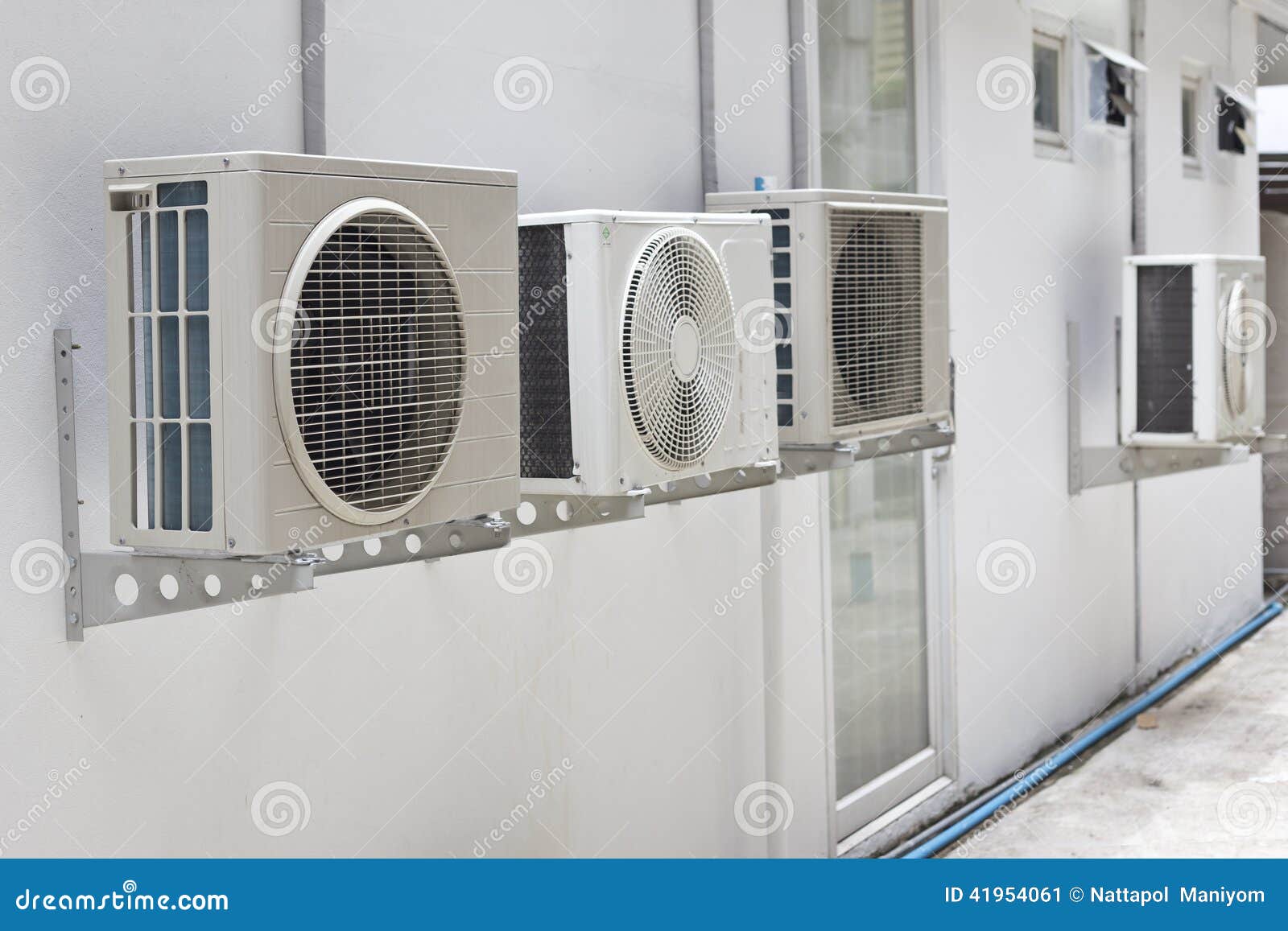 Air conditioner at wall stock image. Image of unit, install - 41954061