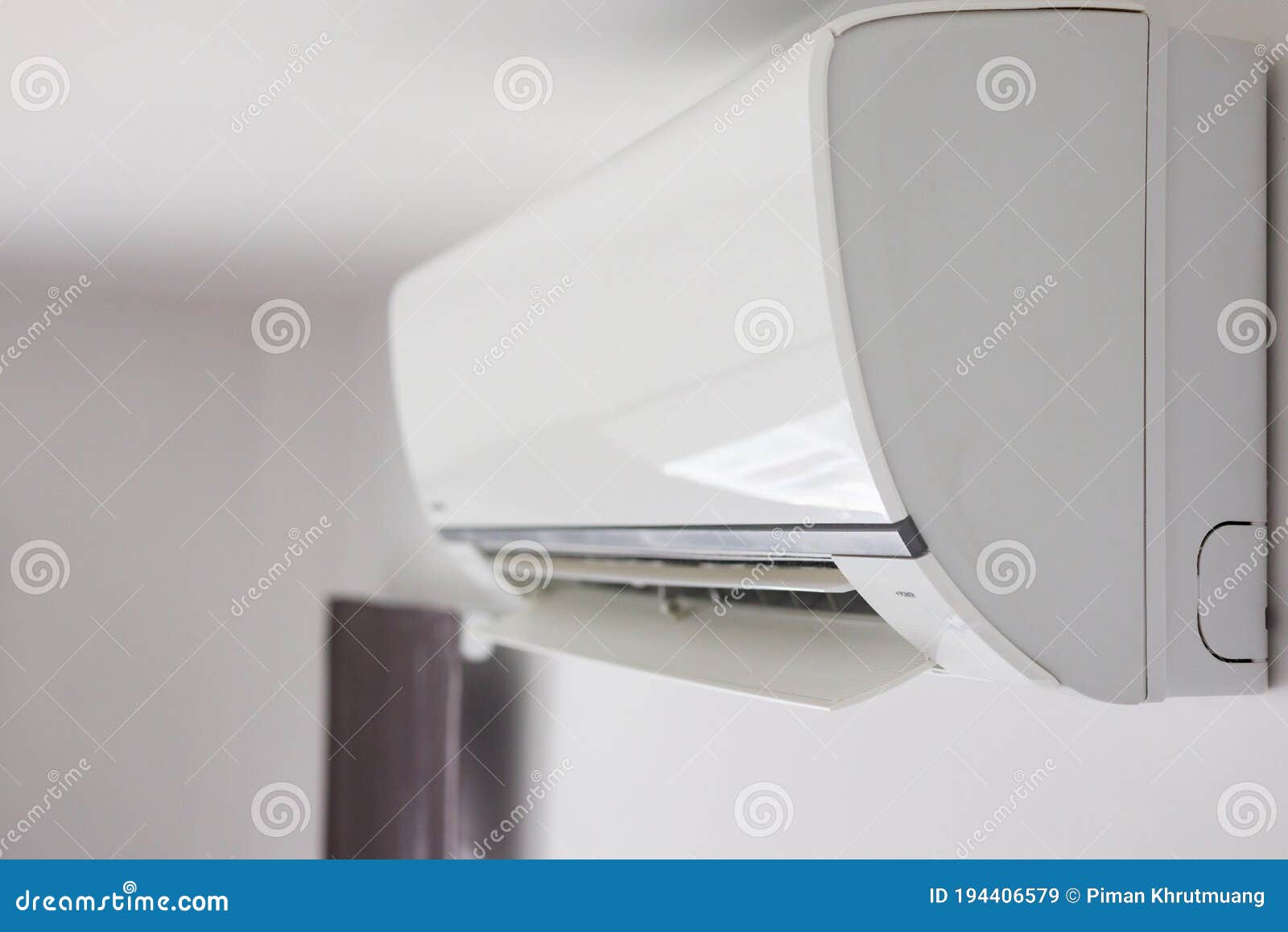 Air Conditioner on White Wall Room Interior Background Stock Image ...
