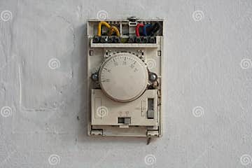 Old Air Conditioner Control Panel on White Wall. Old Generation Air ...