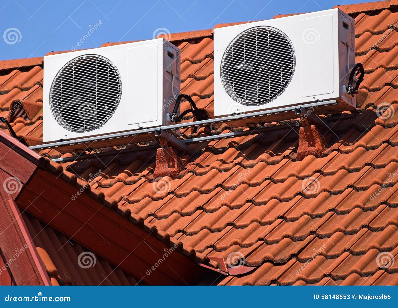Air Conditioners on the Roof Stock Image - Image of household, grey ...