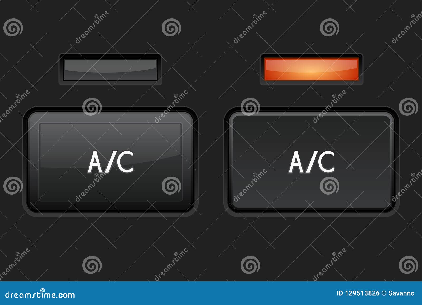 Air Conditioning Button. Car Dashboard Black Square Element Stock ...