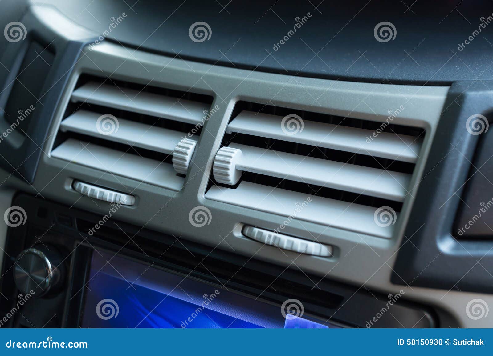 Air conditioning in car stock photo. Image of button - 58150930
