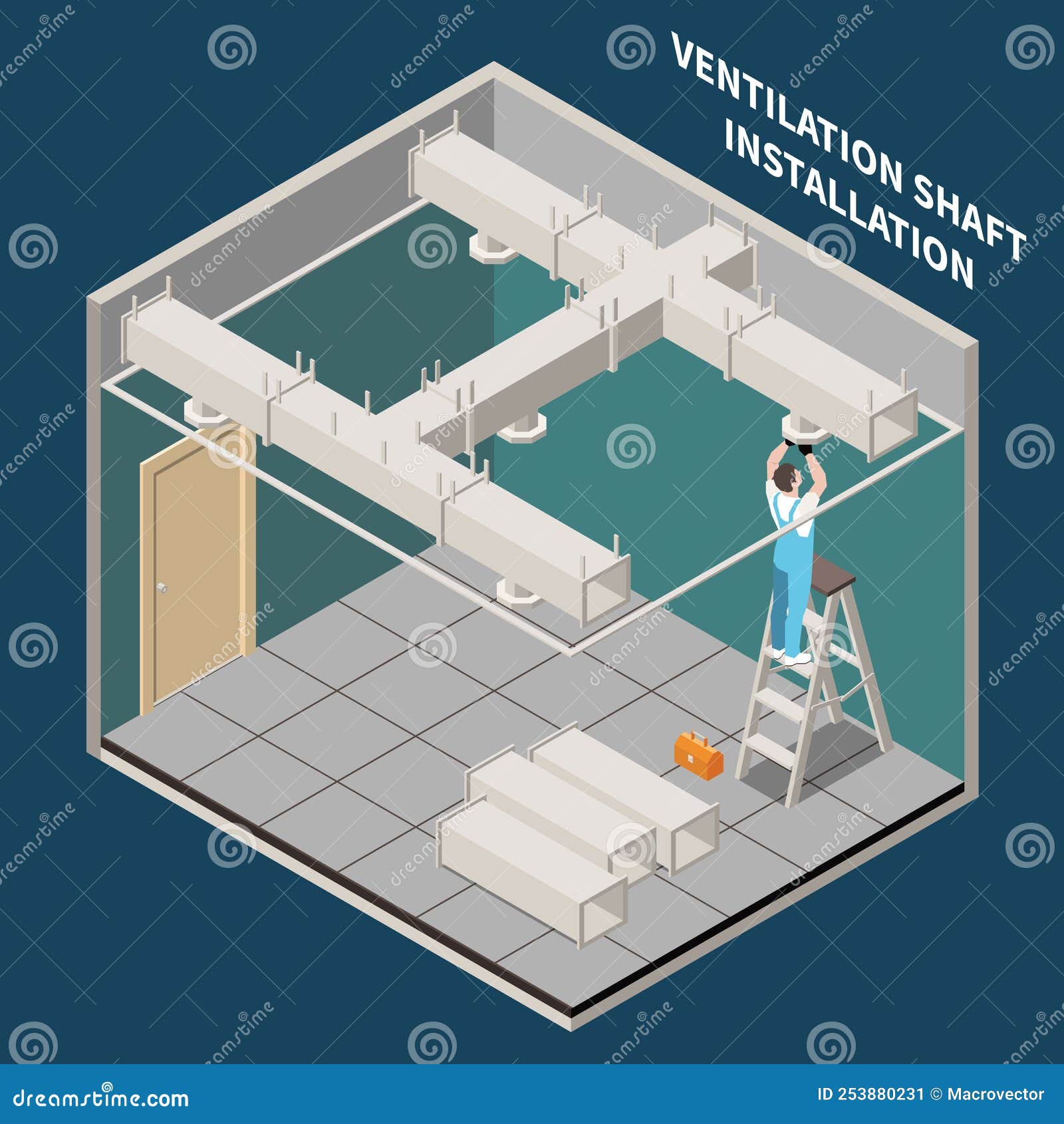 Ventilation Shaft With Sunlight And Blue Sky Visible Through The ...