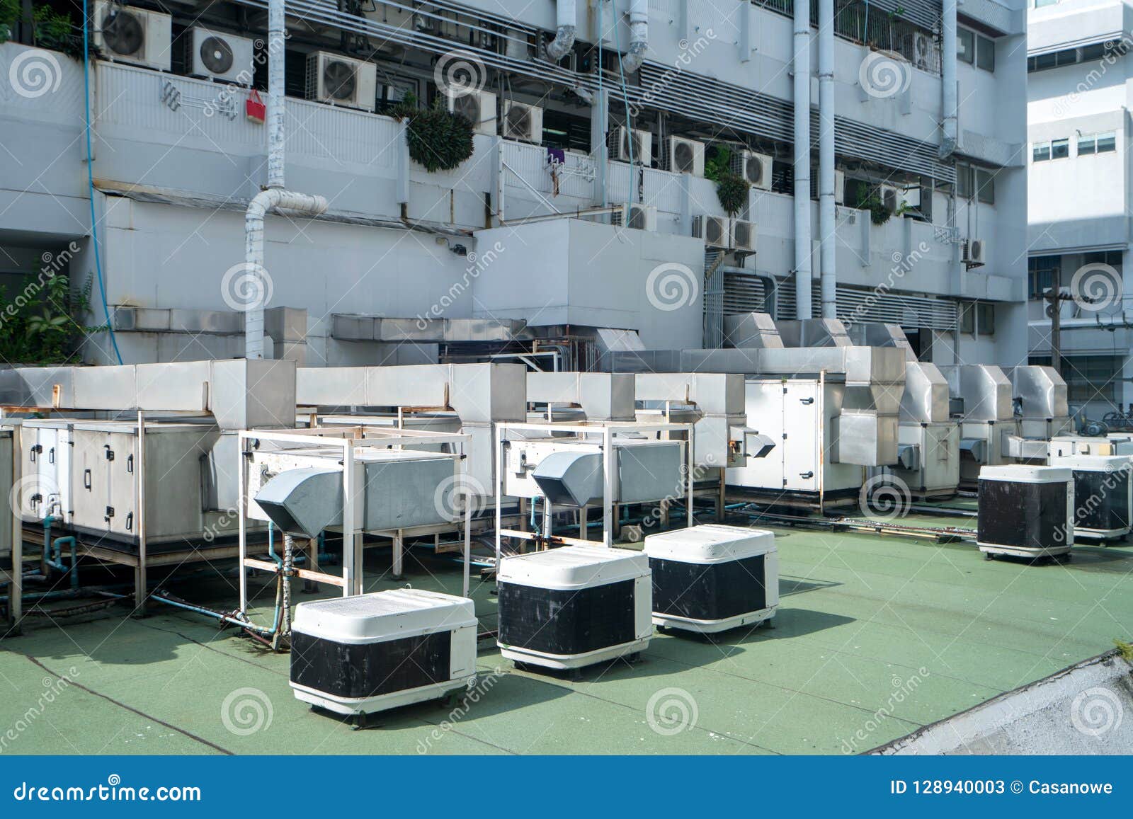 Air Conditioning Compressor System Assembled on Window of Building ...