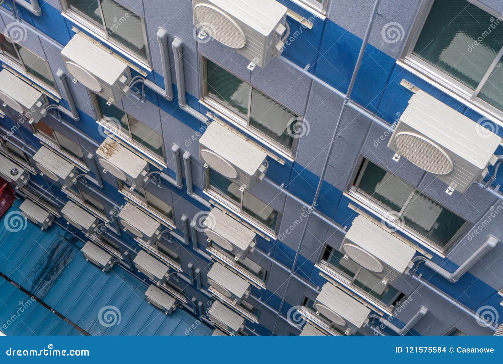 Air Conditioning Compressor System Assembled on Window of Building ...