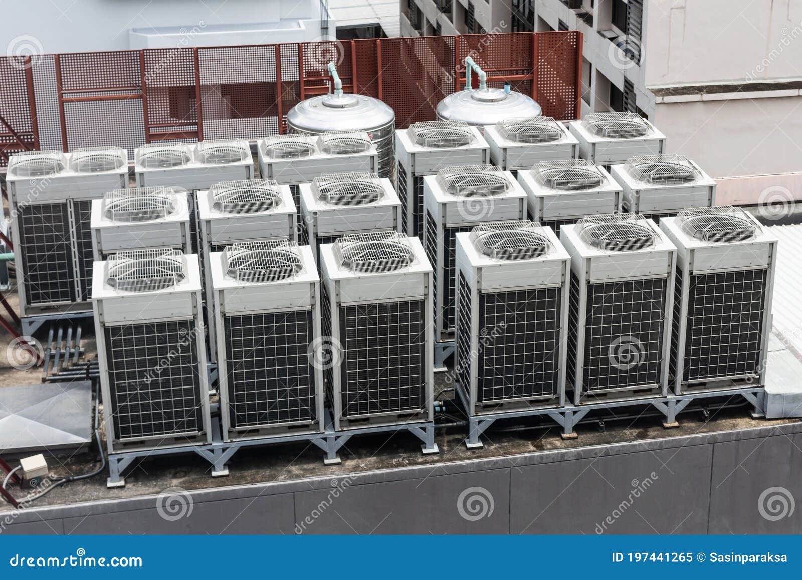 Air Conditioning Compressor System, on Rooftop of Building Stock Image ...