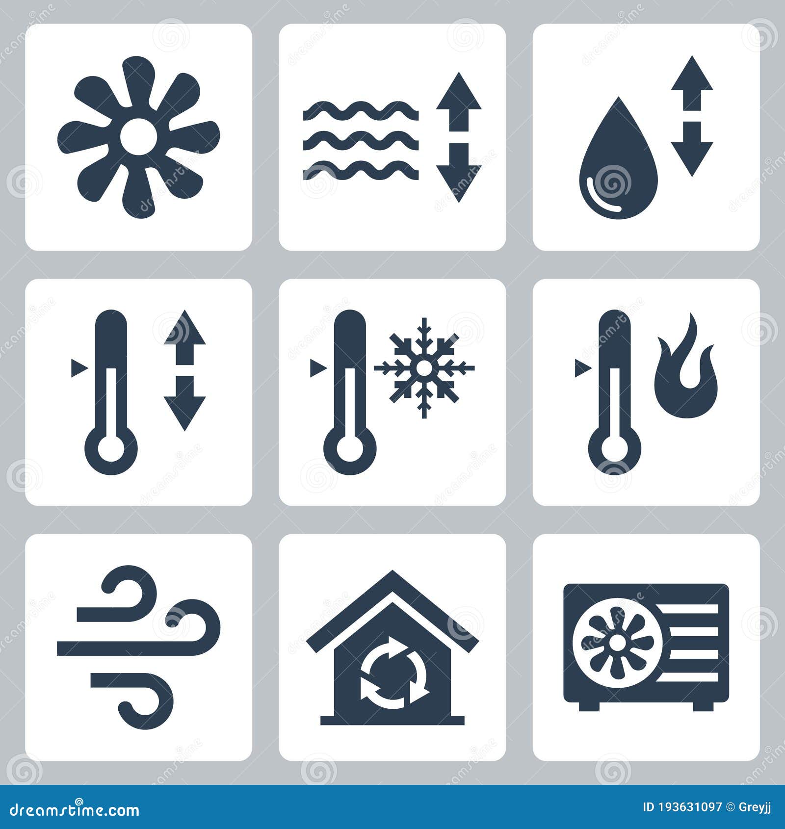 Air Conditioning and Air Conditioner Related Vector Icon Set Stock ...