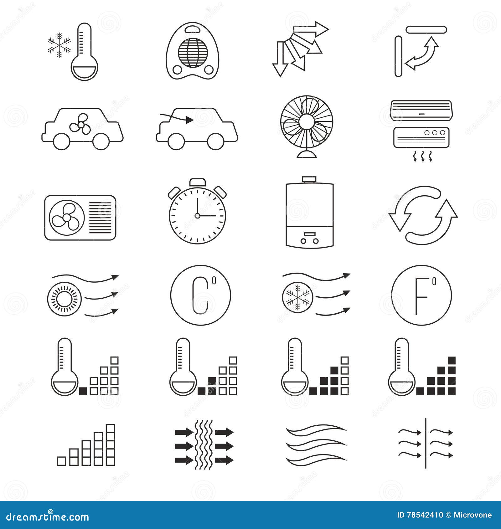 Air Conditioning, Cooling Vector Thin Line Icons | CartoonDealer.com ...