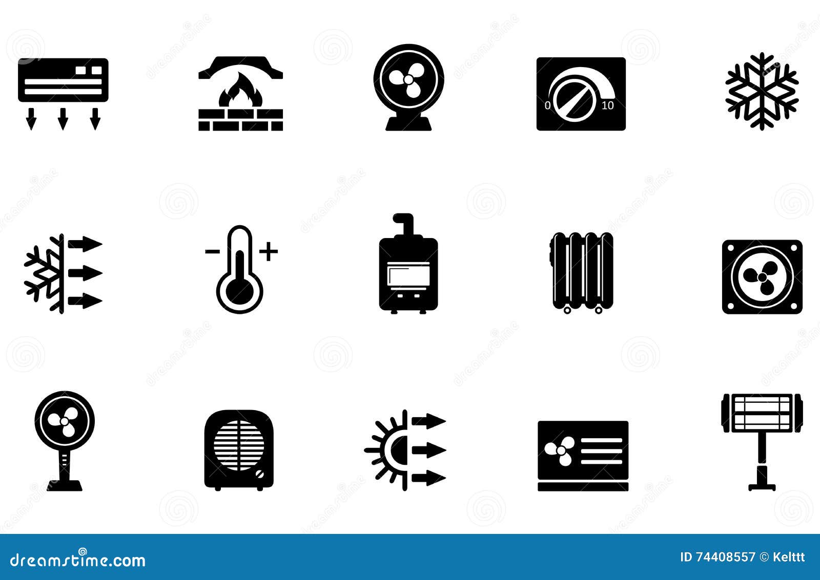 Air Conditioning, Fan and Heater Icons Stock Vector - Illustration of ...
