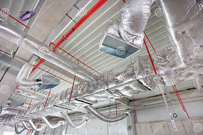 Air Conditioning and Fire Fighting System on the Ceiling Stock Photo ...
