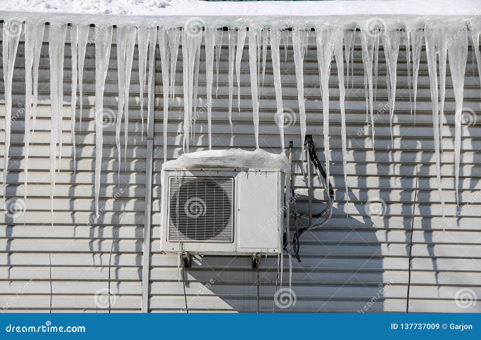 Air Conditioning and Hang Long Sharp Icicles Stock Image - Image of ...