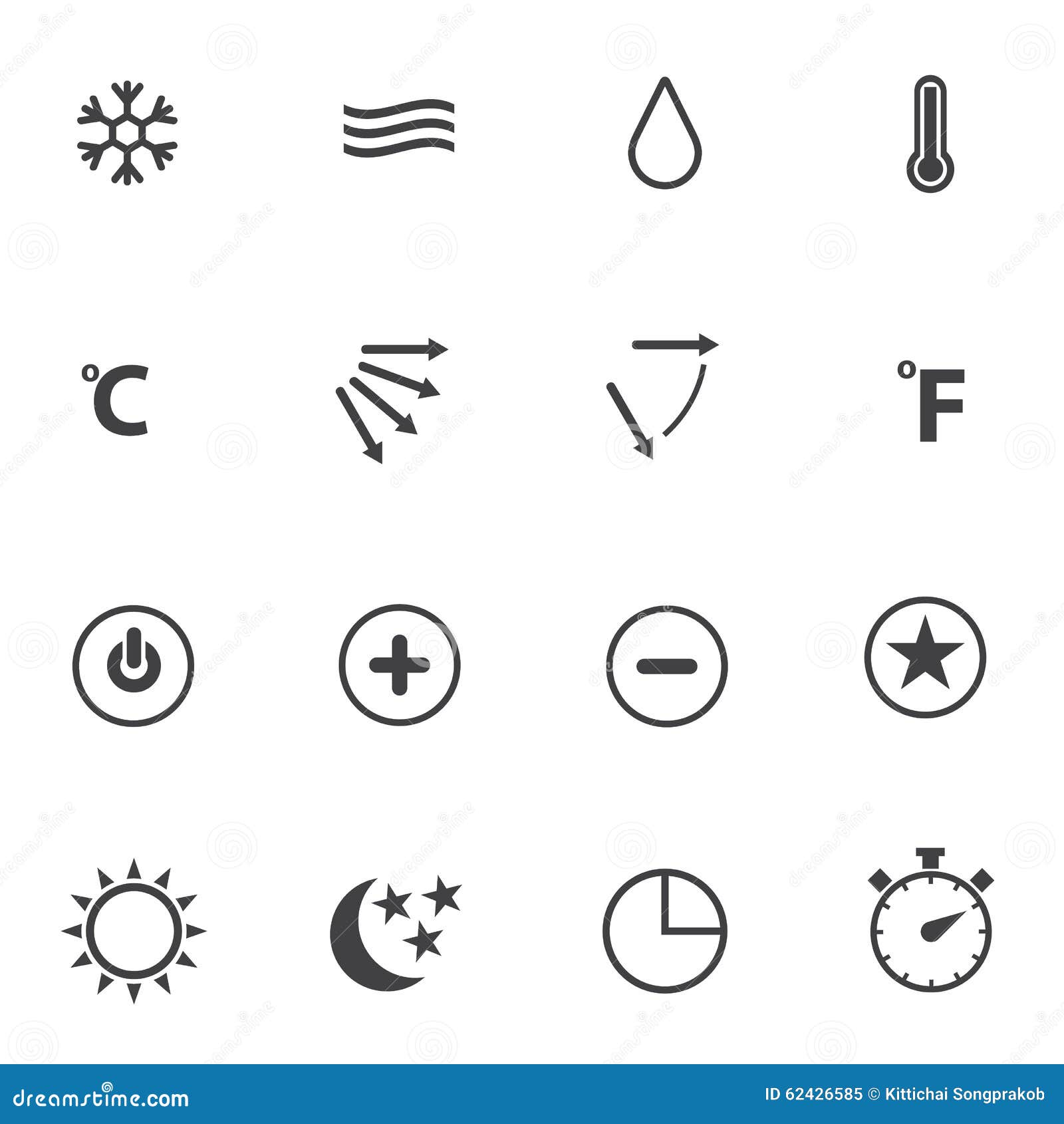 Conditioning Icons Set For Simple Flat Style Weather Ui Design Cartoon ...