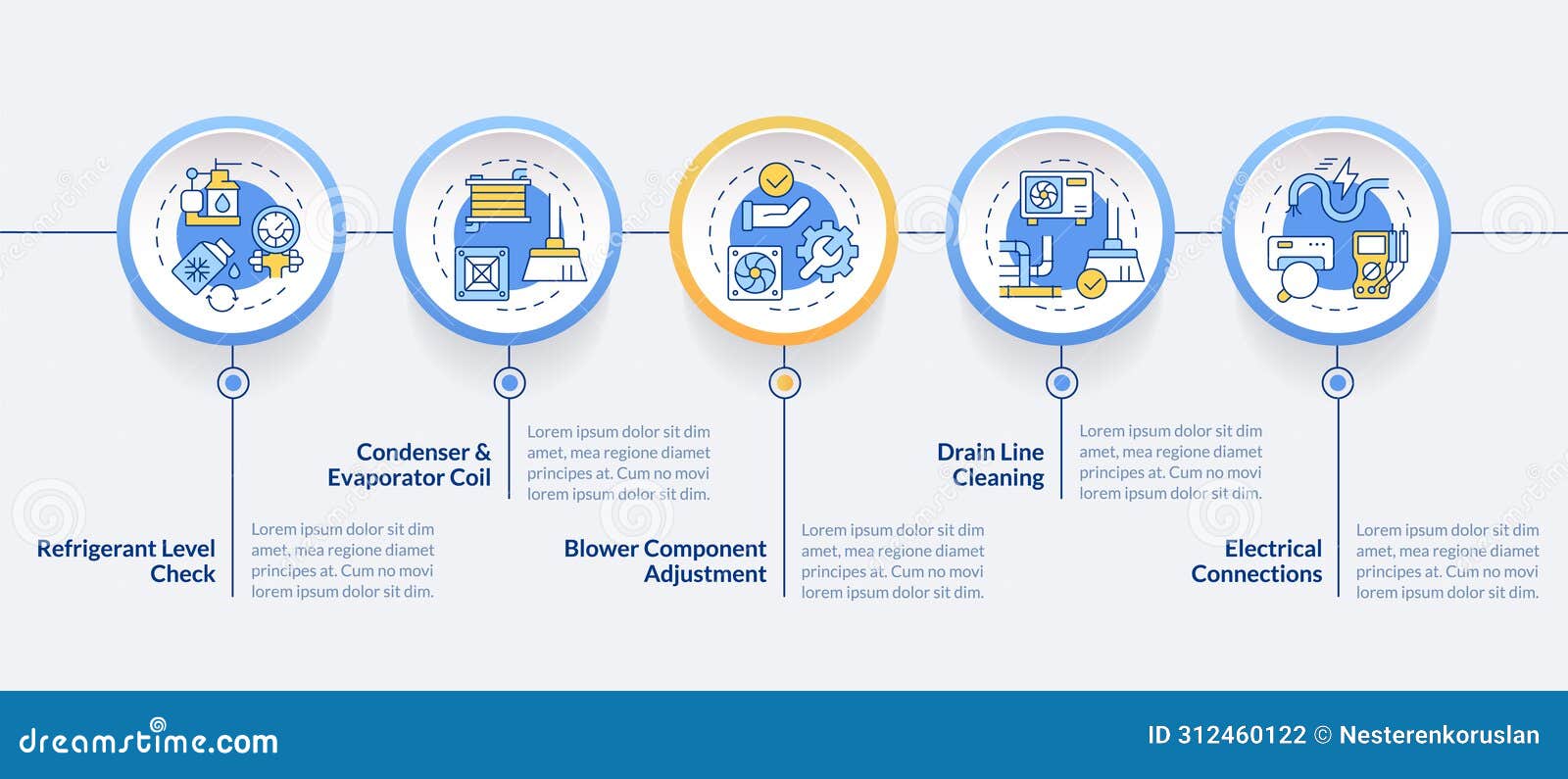 Air Conditioning Inspection Blue Circle Infographic Template Stock ...