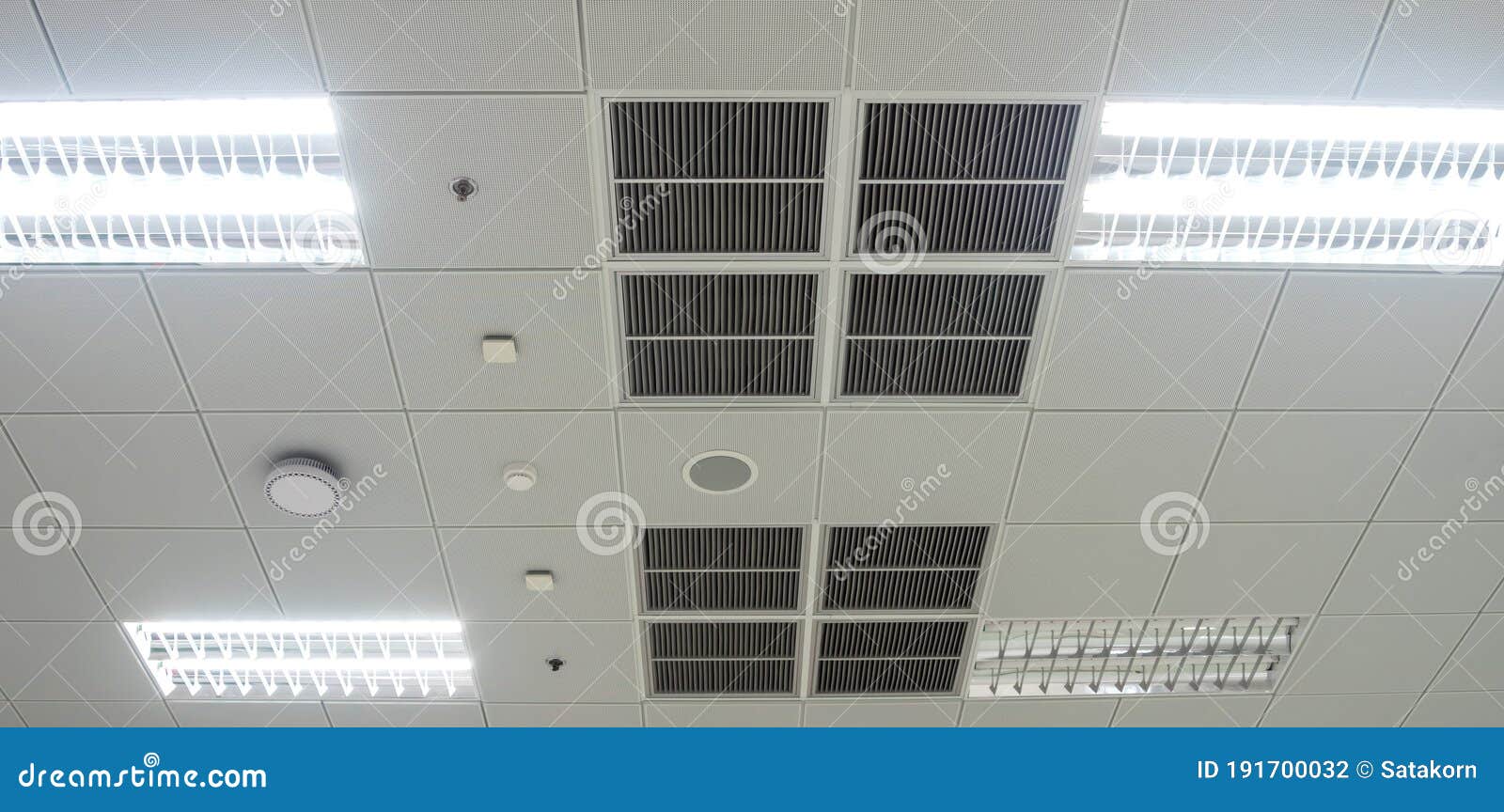 Air Conditioning Mask, Lighting and Modern Equipment on the Ceiling ...