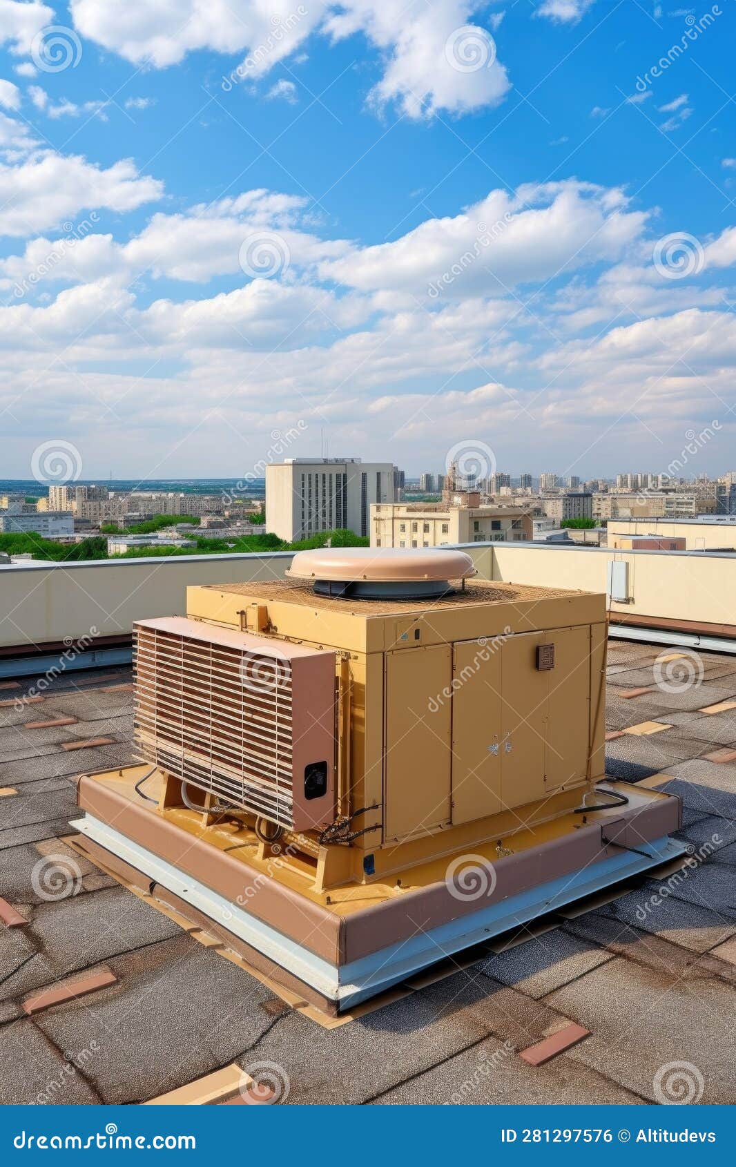 Air Conditioning Outdoor Condensing Unit on Rooftop Stock Illustration ...