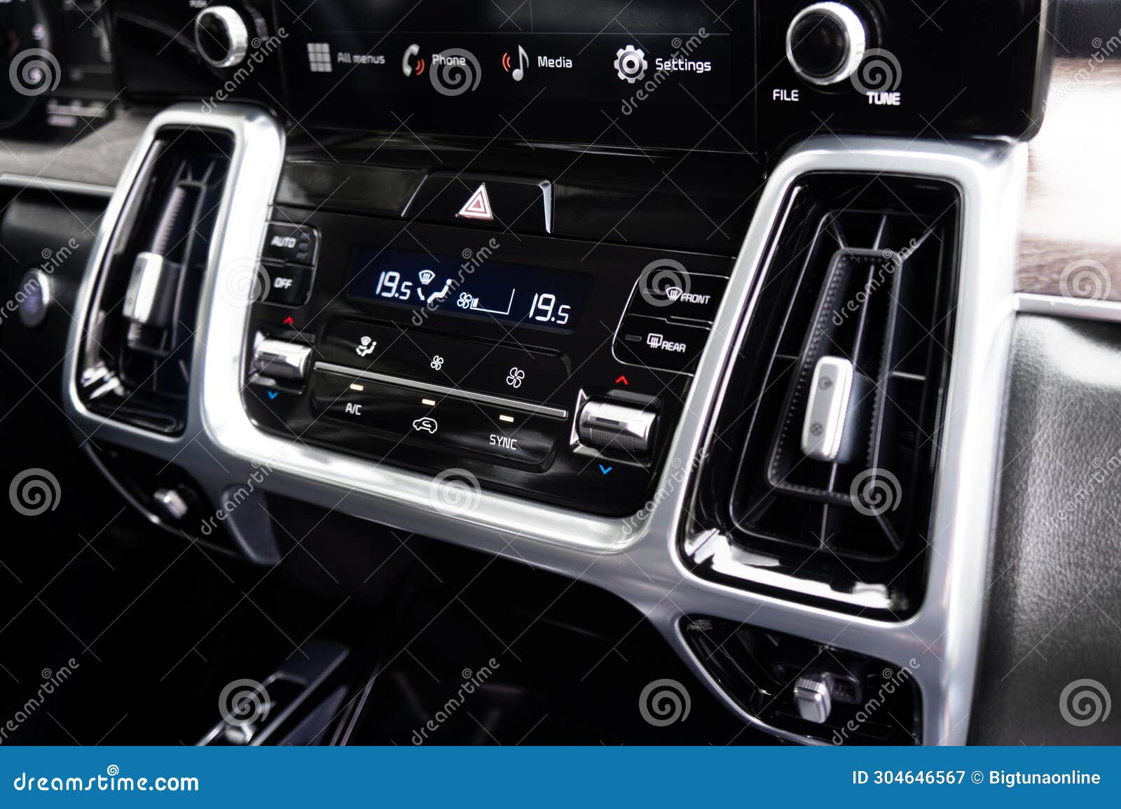 Air Conditioning Red Button Inside a Car. Climate Control AC Unit in ...