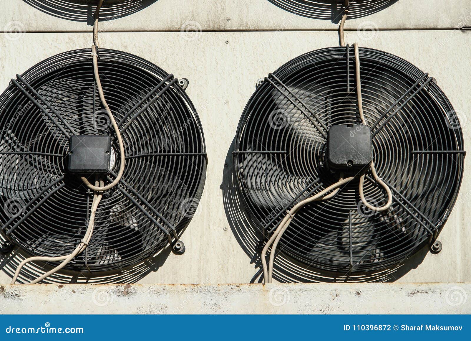 Air Conditioning Condensers On White Wall Refrigerant Gas Pipe Royalty ...