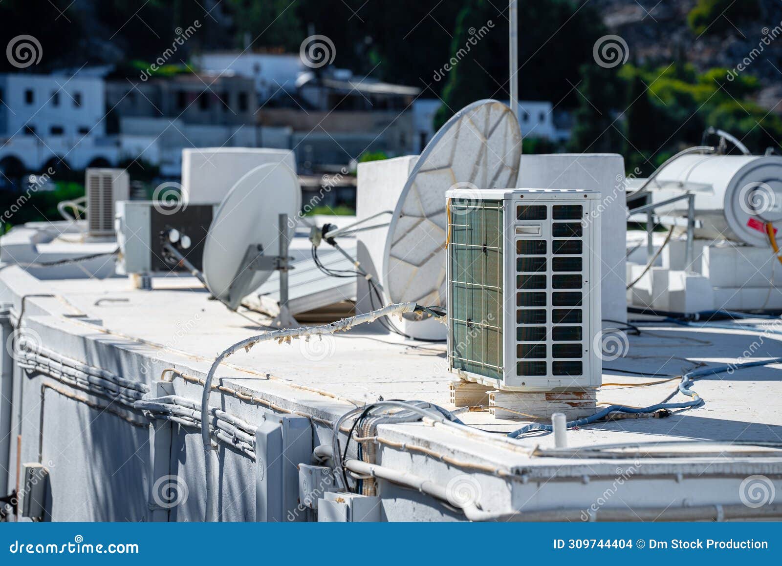 Air Conditioning, Solar Water Heating System and SAT Stock Photo ...
