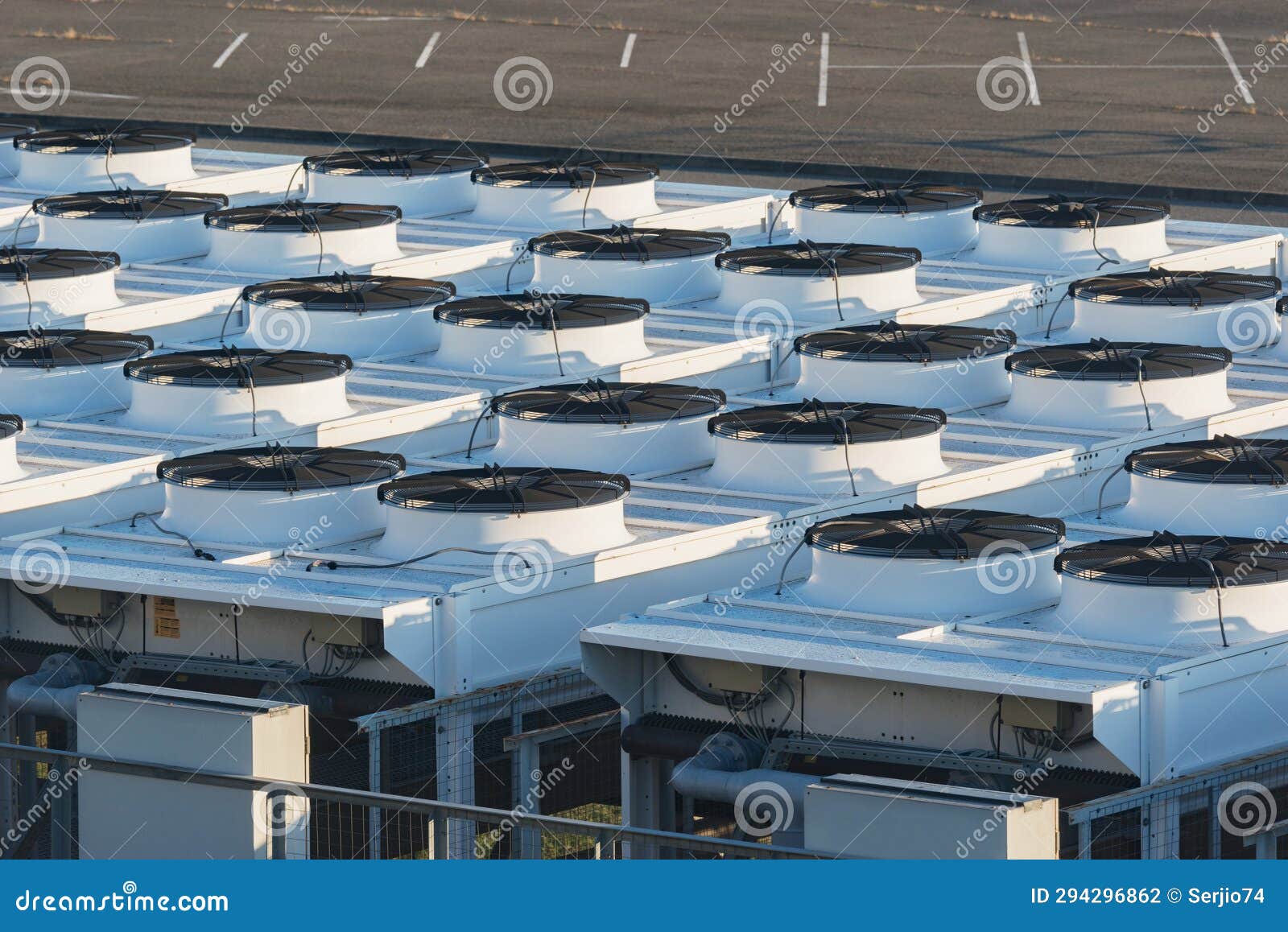 Air Conditioning System Assembled and Installed on the Building. Stock ...