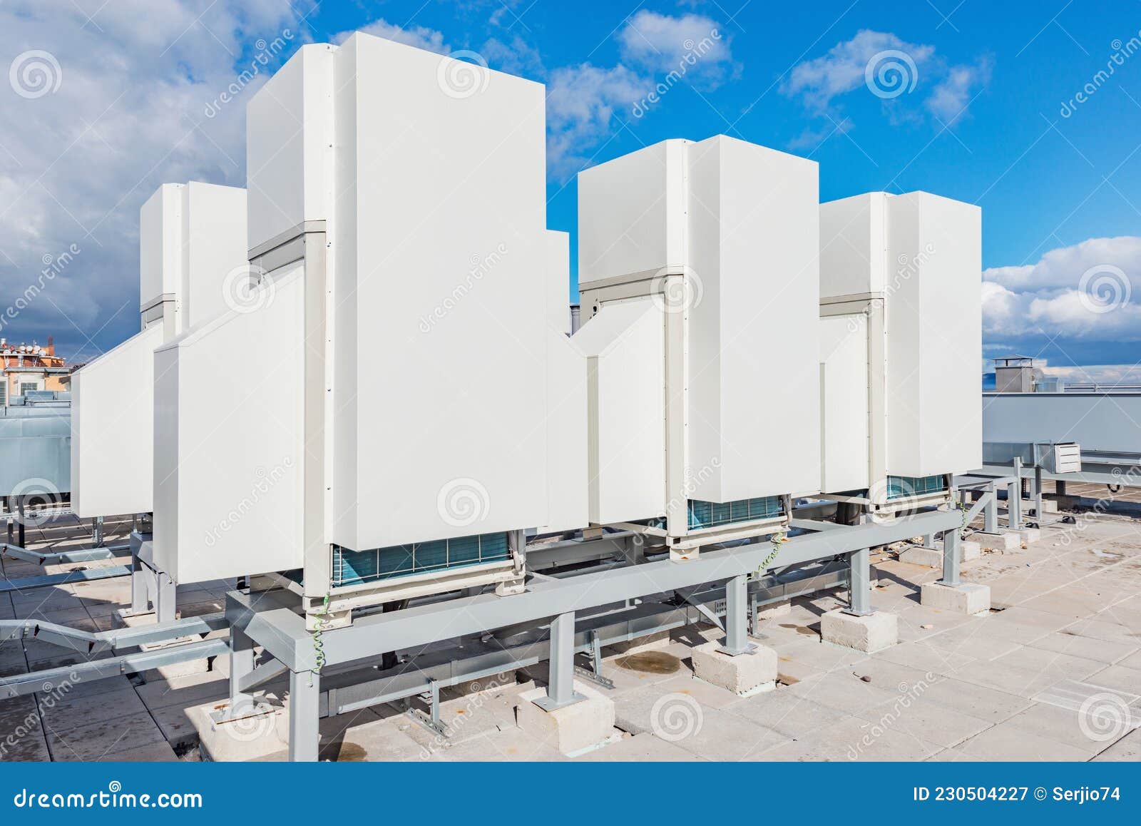 Air Conditioning System Assembled and Installed on the Building. Stock ...