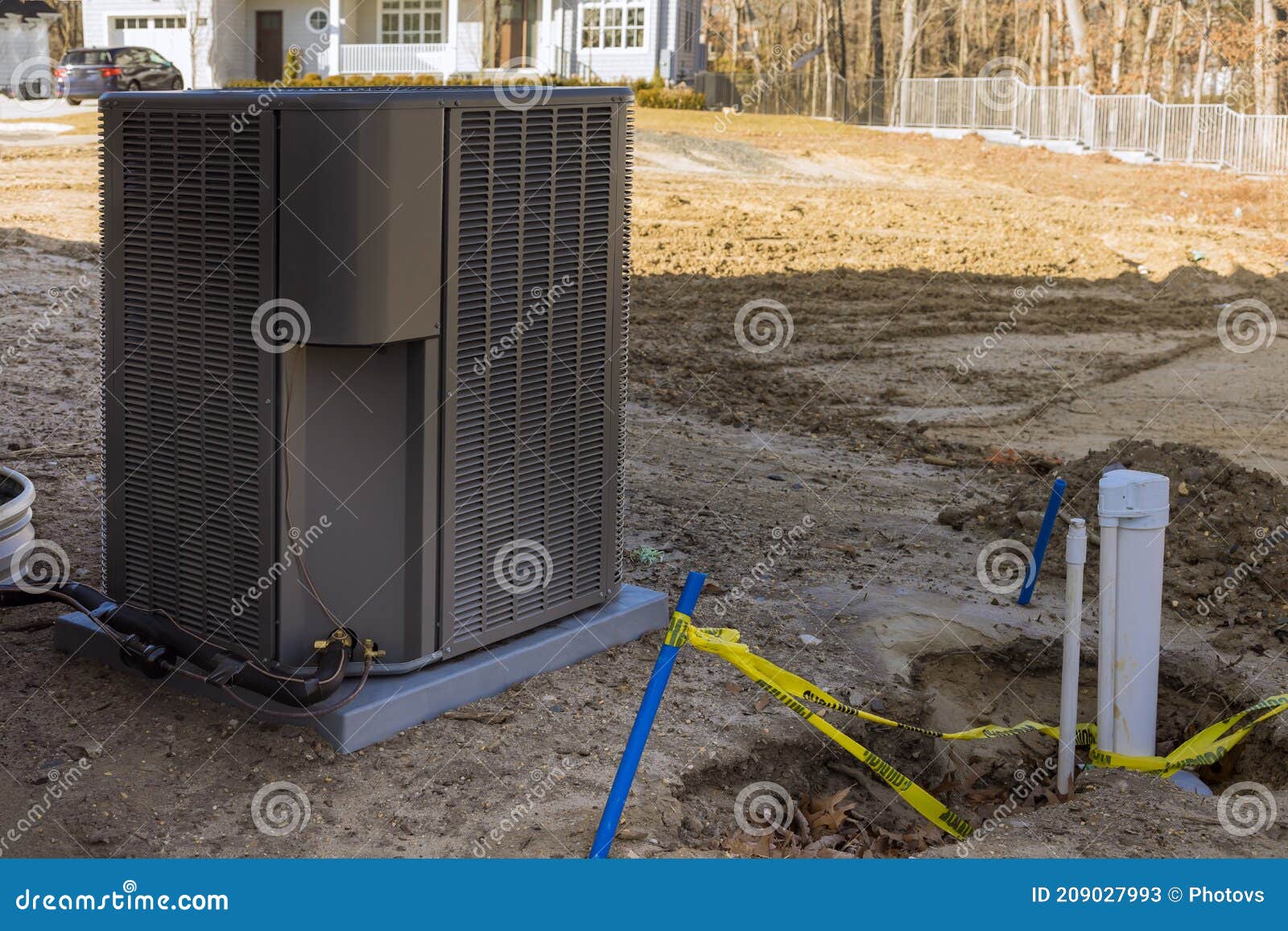 Air Conditioning System Outside Installation on of the House Stock ...