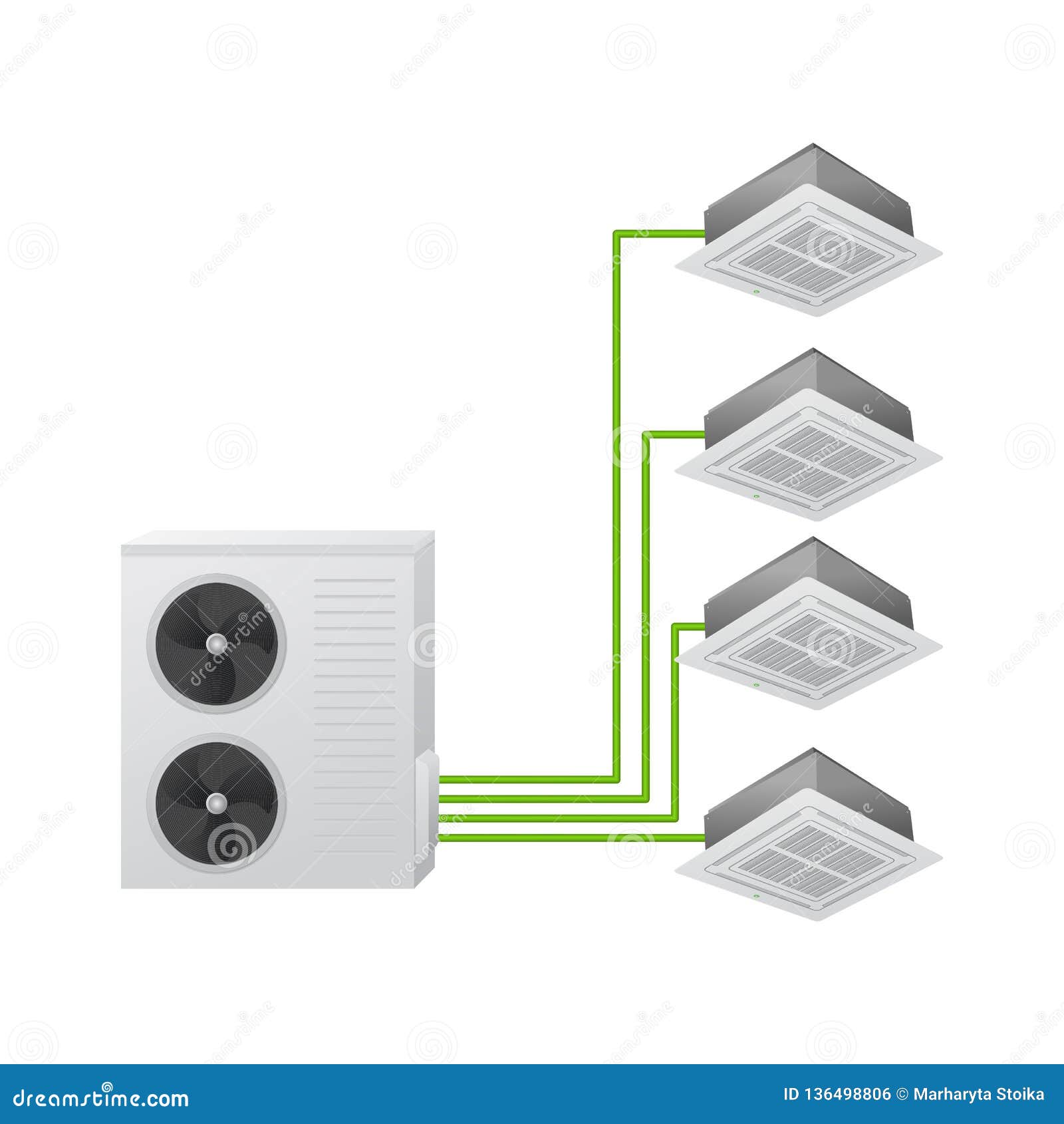 Multi Split Air Conditioning System Stock Vector - Illustration of ...