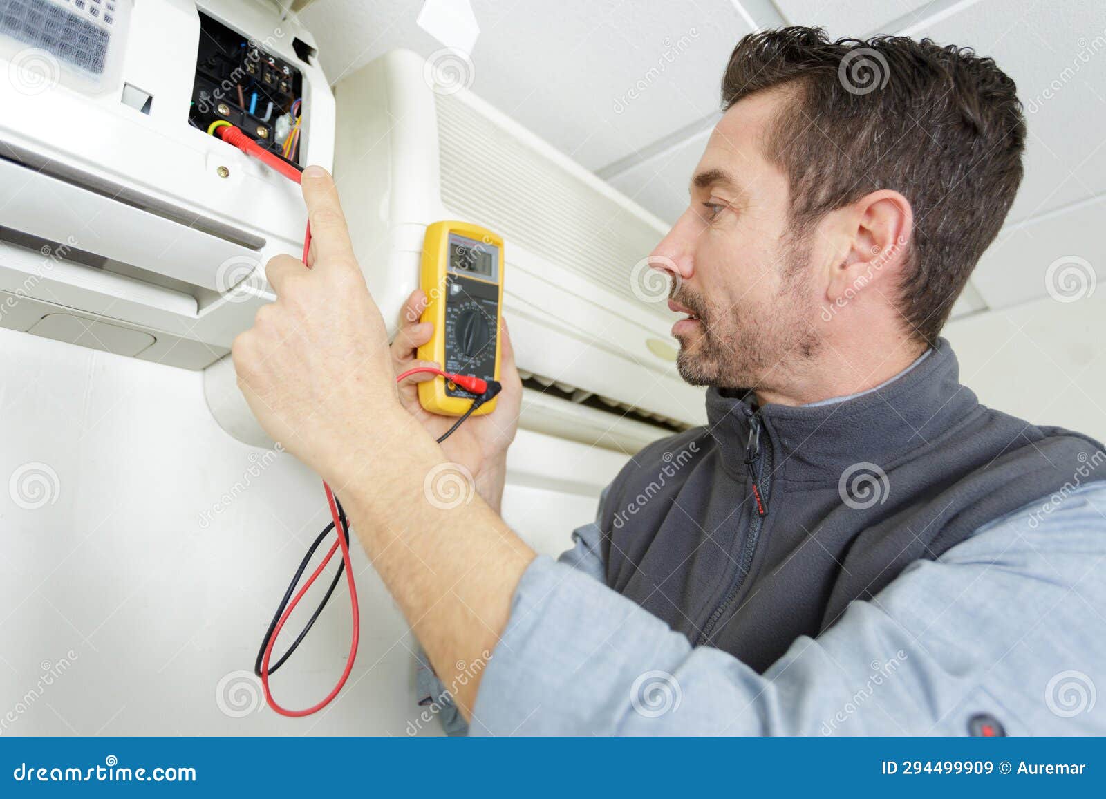 Air Conditioning Technician at Work Stock Image - Image of worker ...