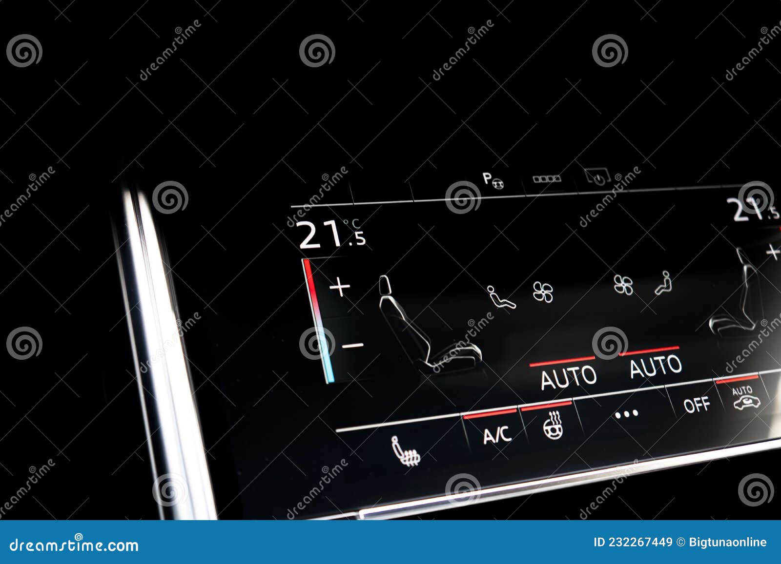 Air Conditioning Touch Buttons Inside a Modern Car. Climate Control AC ...