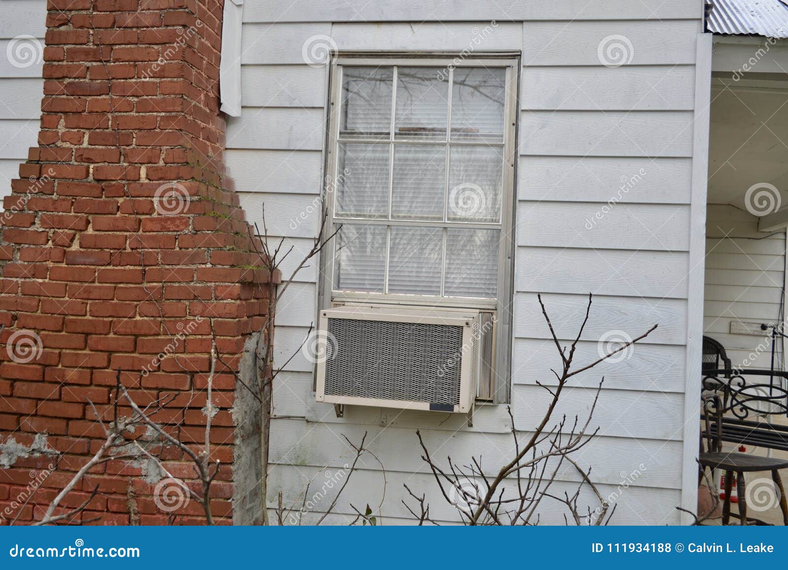 Air Conditioning Unit AC in Window Stock Photo - Image of fridge ...