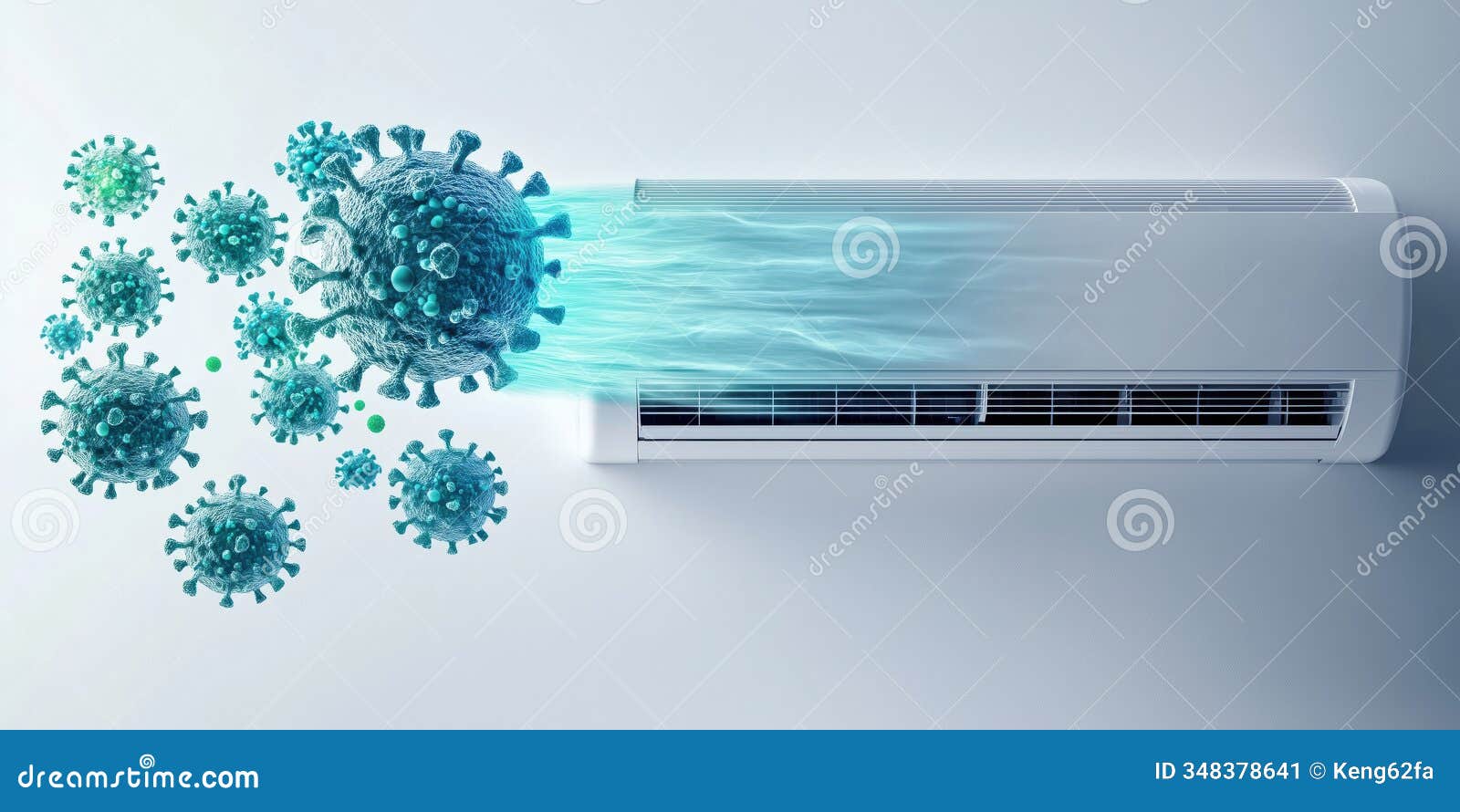 Air Conditioning Unit Expelling Air with Virus Particles Illustrated ...