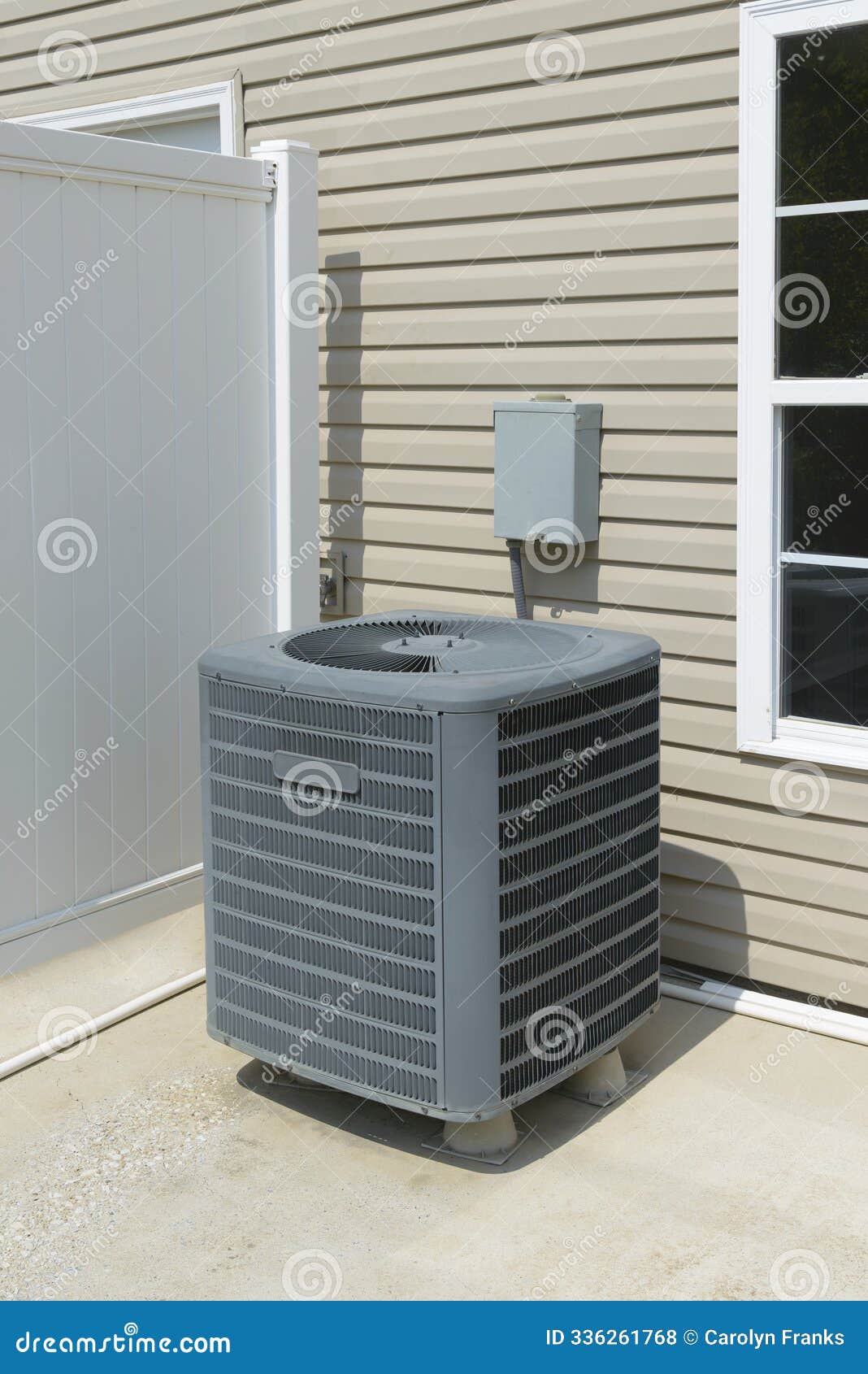 Air Conditioning Unit on Patio of Condo Stock Photo - Image of electric ...
