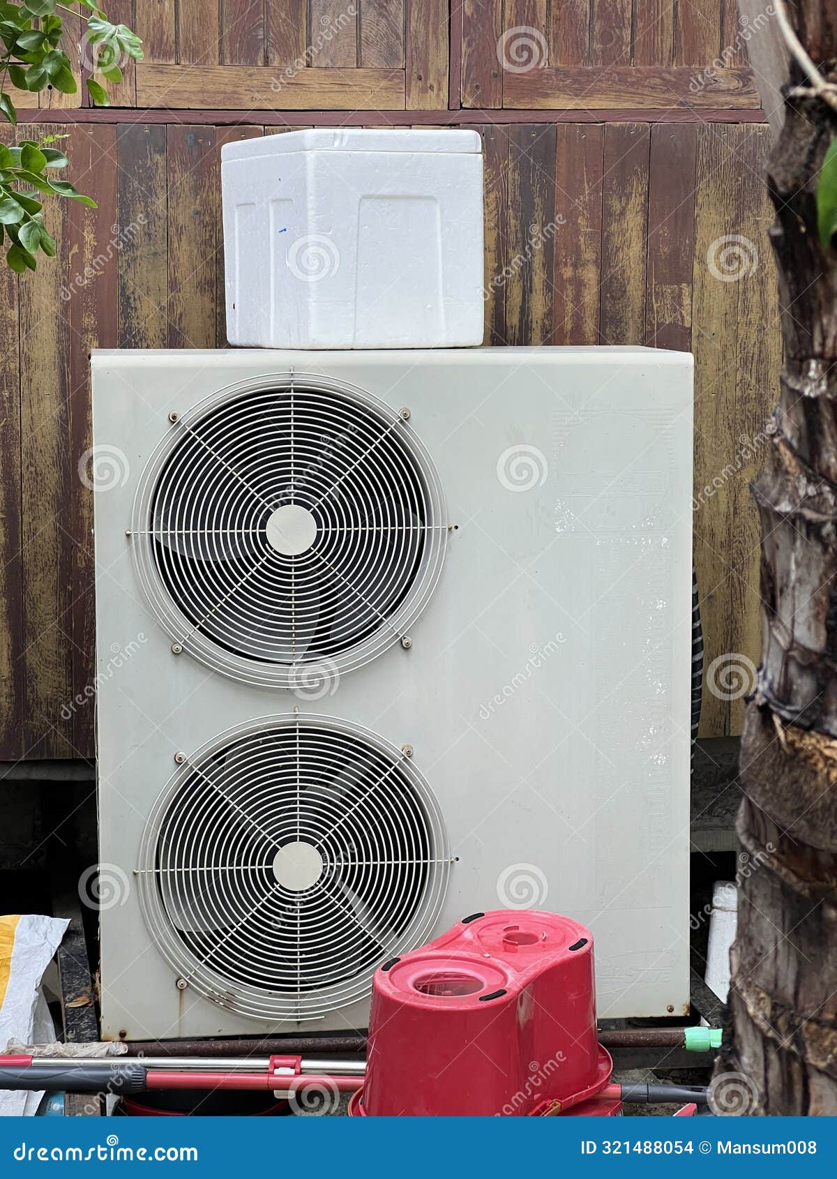 Air Conditioning Unit on the Wall in the Street Stock Photo - Image of ...