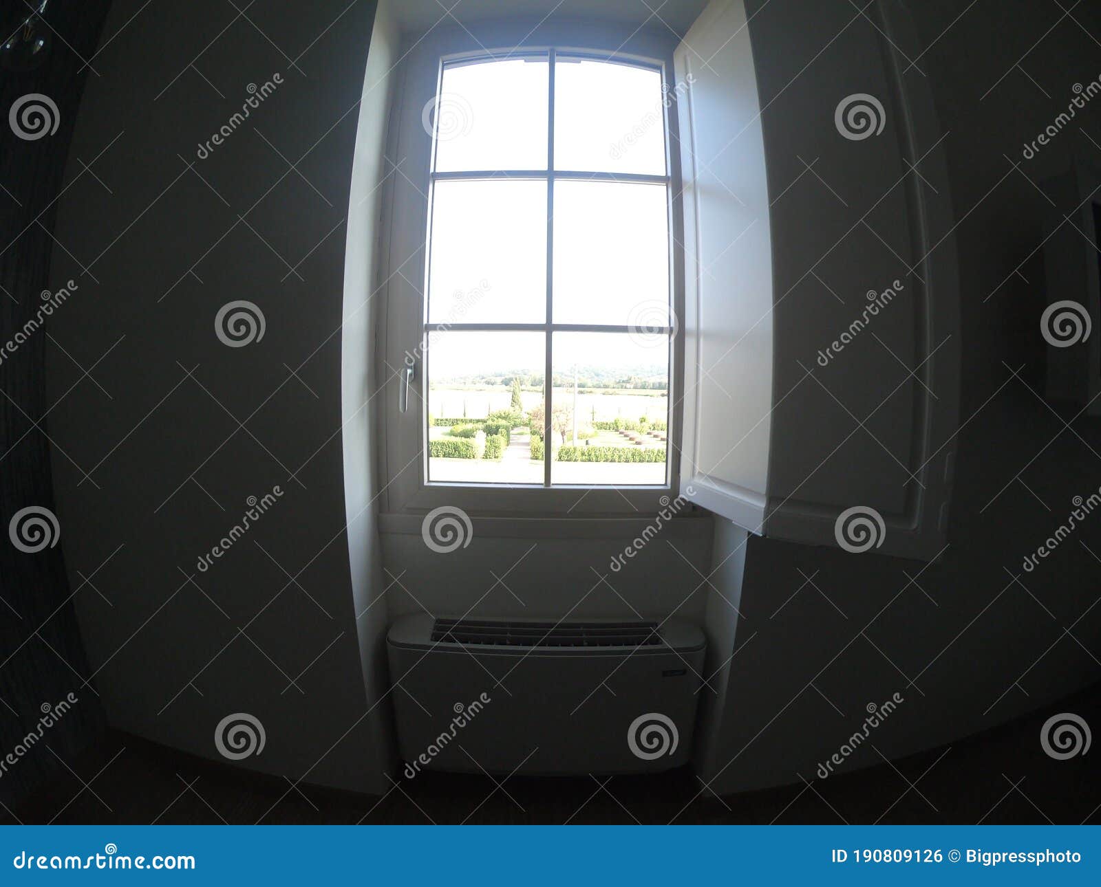 Air Conditioning Unit with Window and Interior Shutters Stock Photo ...