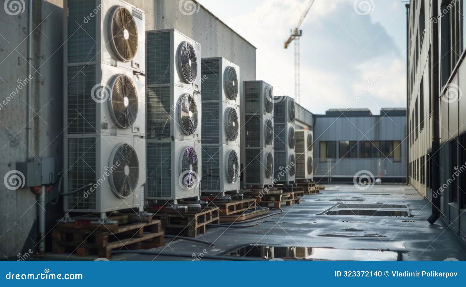 Air Conditioning Units Installed in a Large Warehouse Space Stock Photo ...