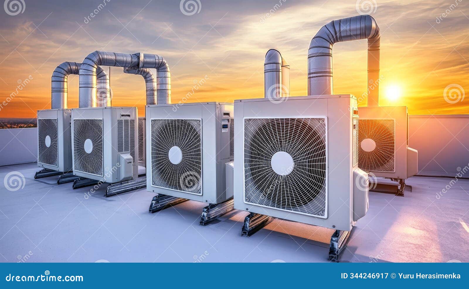 Air Conditioning Units and Ventilation Systems on an Industrial ...