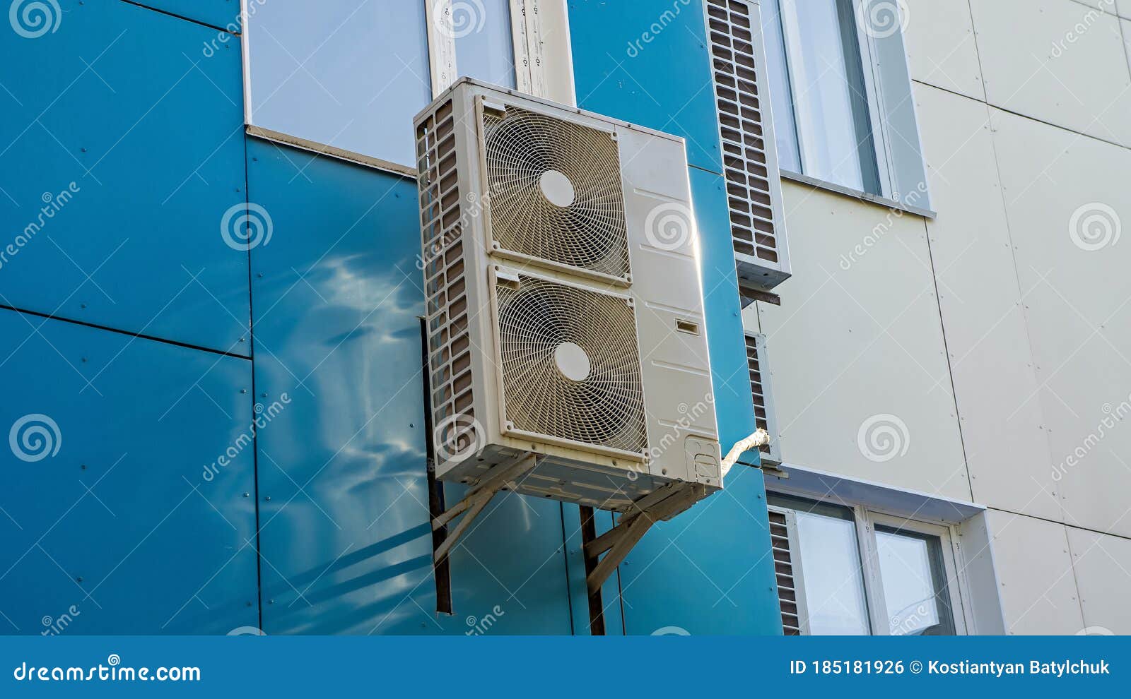 Air Conditioning on the Wall.Air Conditioner Compressor Stock Photo ...
