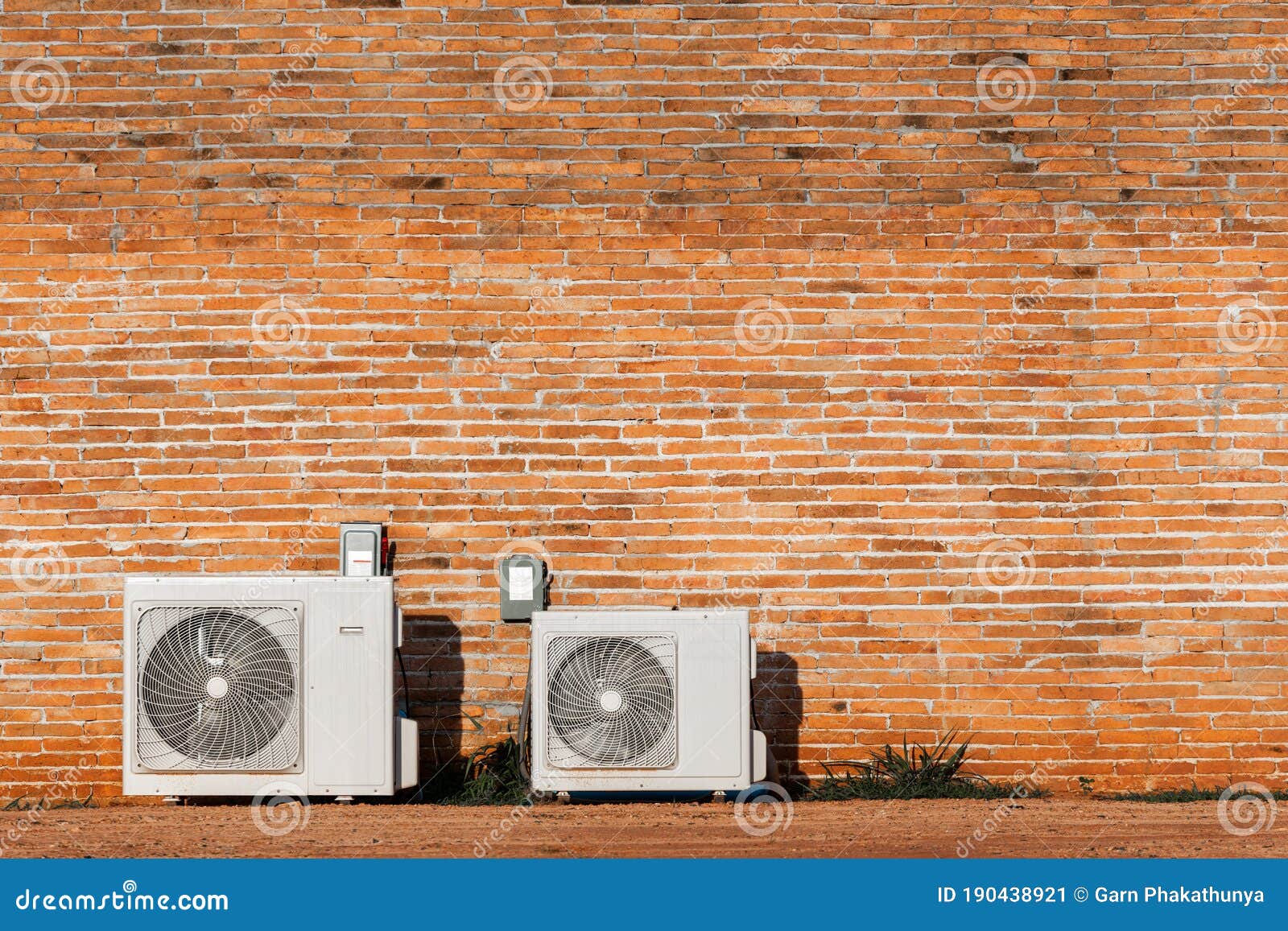 Air Cooled Condensers Isolated on Red Brick Wall Stock Image - Image of ...